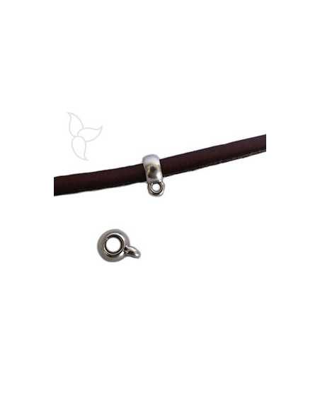 Passant anneau accrochage, pour cuir rond 3 à 4 mm, par 30 pièces