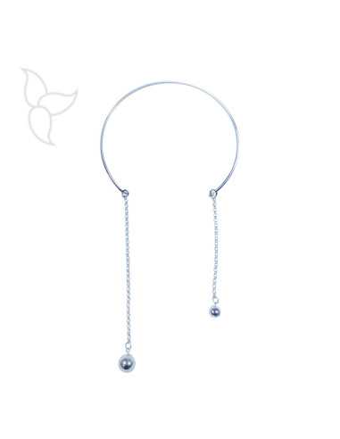 Collier ouvert avec anneaux d'accrochage, plaqué argent 10 microns, par ...