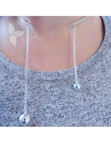 Collier ouvert avec anneaux d'accrochage, plaqué argent 10 microns, par ...